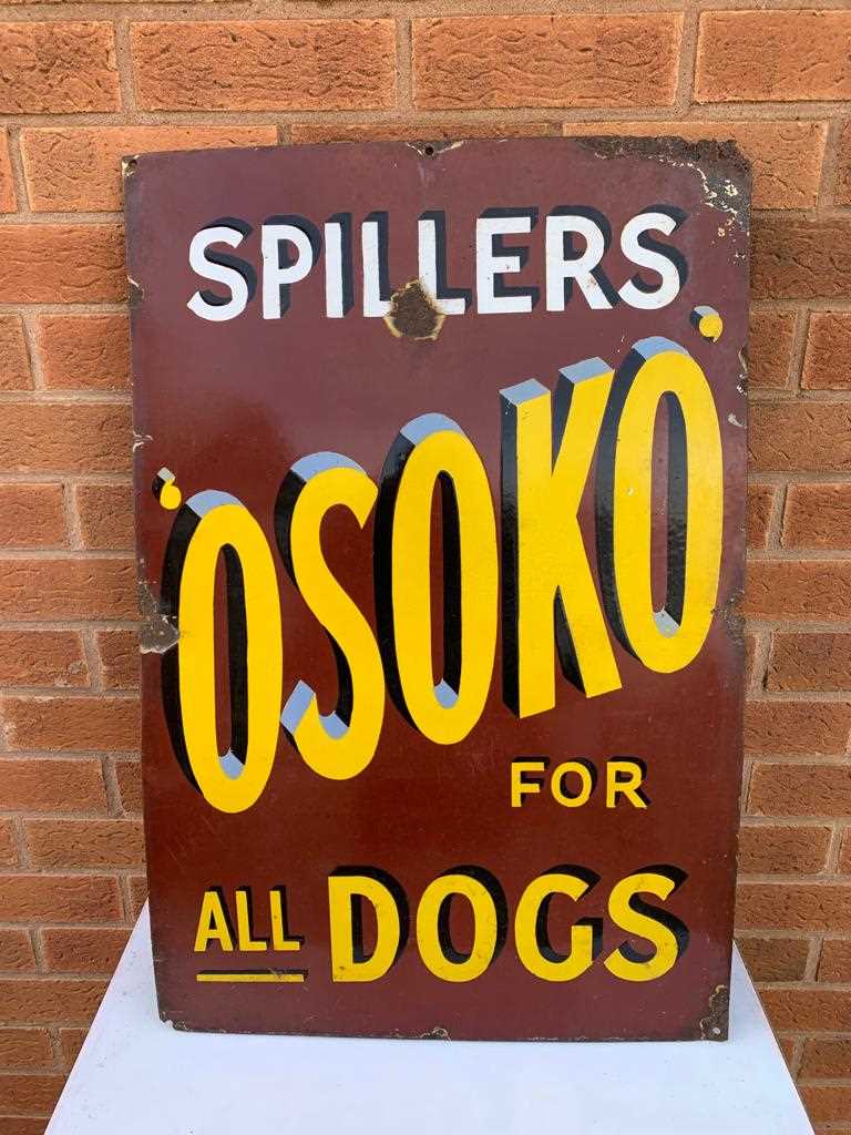 Lot 335 - SPILLERS OSOKO FOR ALL DOGS ENAMEL SIGN