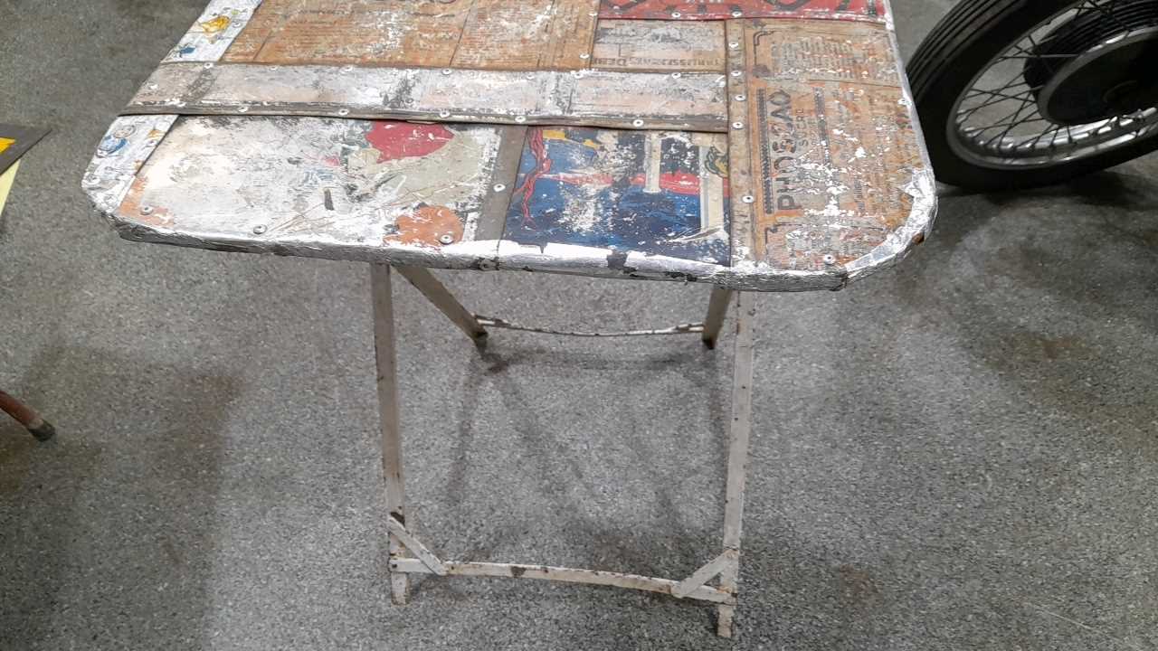 Lot 163 - FOLDING TABLE WITH SIGNS ON TOP