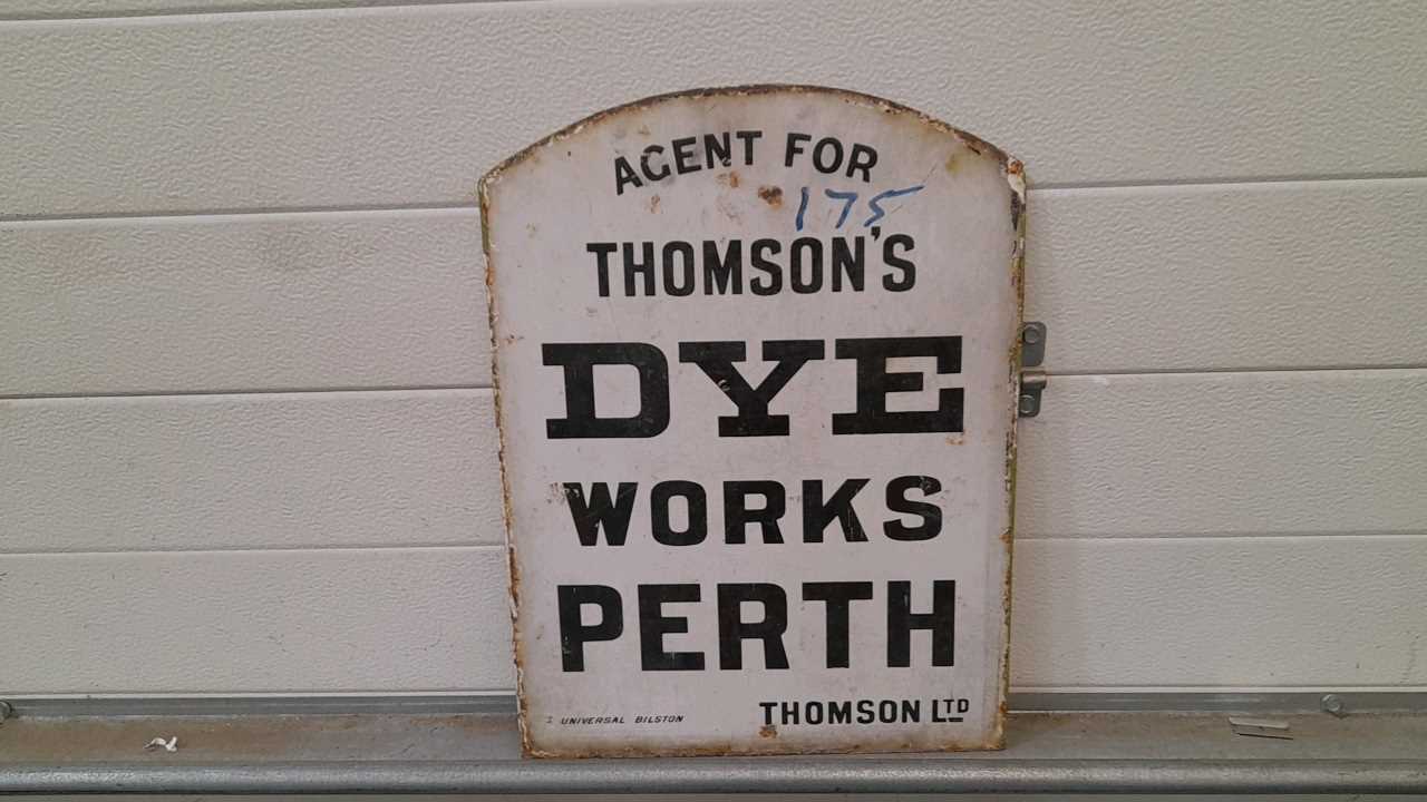 Lot 227 - THOMSON'S DYE WORKS SIGN DOUBLE SIDED