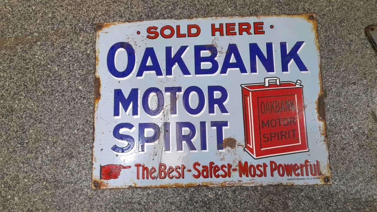 Lot 37 - OAKBANK MOTOR SPIRIT ENAMEL SIGN