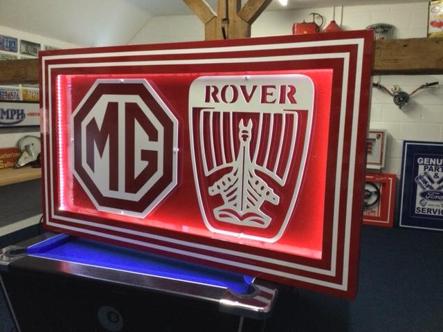Lot 257 - LARGE ILLUMINATED MG-ROVER SIGN