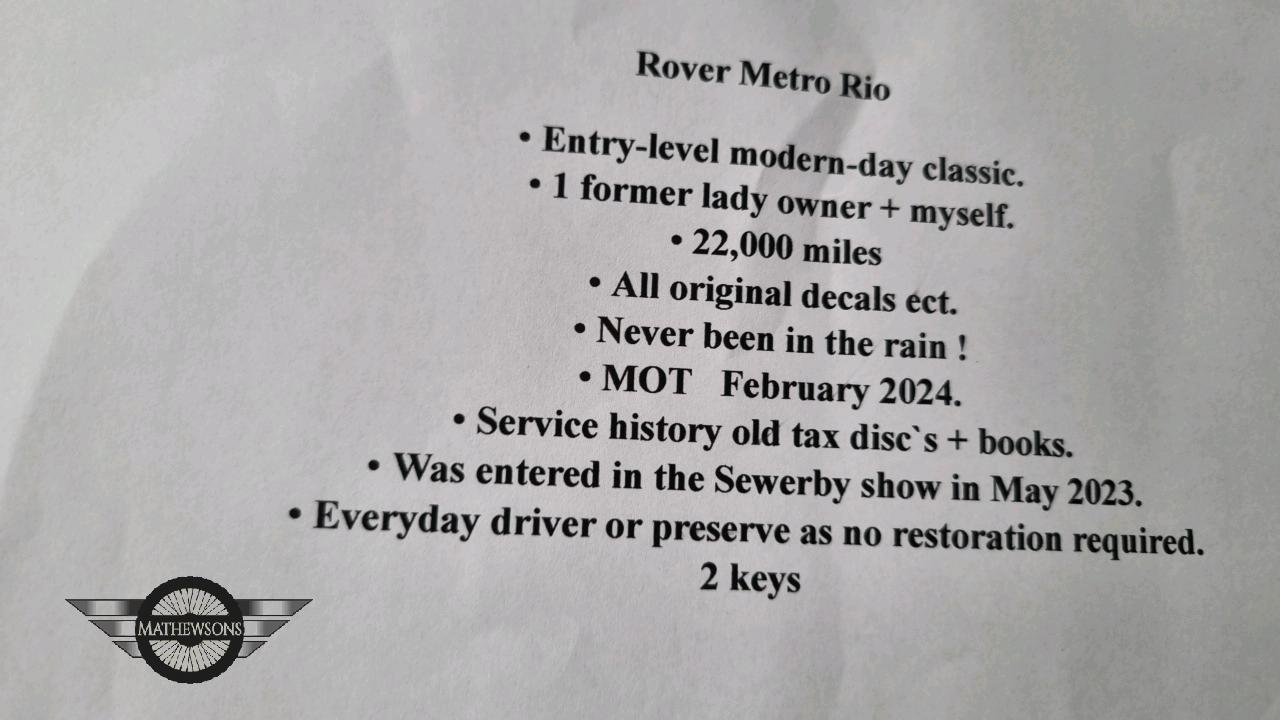 Lot 641 - 1994 ROVER METRO RIO