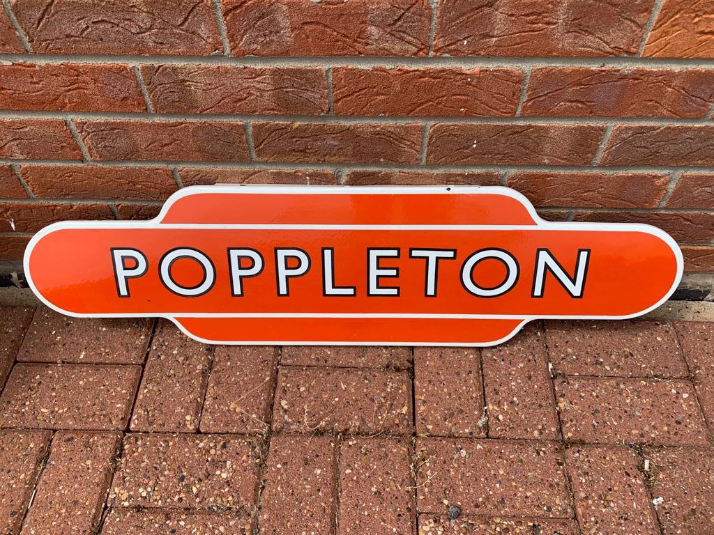 Lot 100 - RAILWAY POPPLETON ENAMEL SIGN