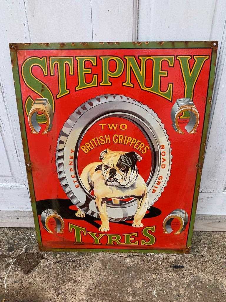 Lot 77 - STEPNEY TYRES ENAMEL SIGN 19" X 24"
