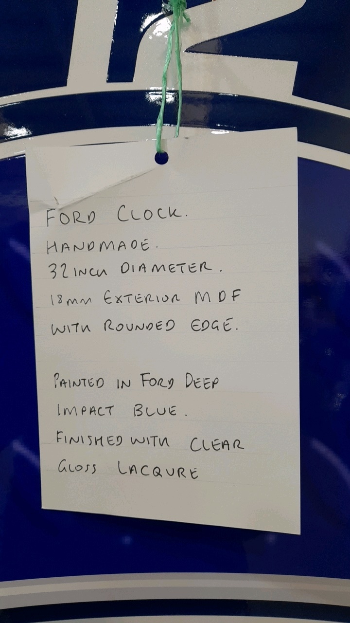 Lot 37 - HANDMADE FORD LOGO CLOCK 32" DIAMETER
