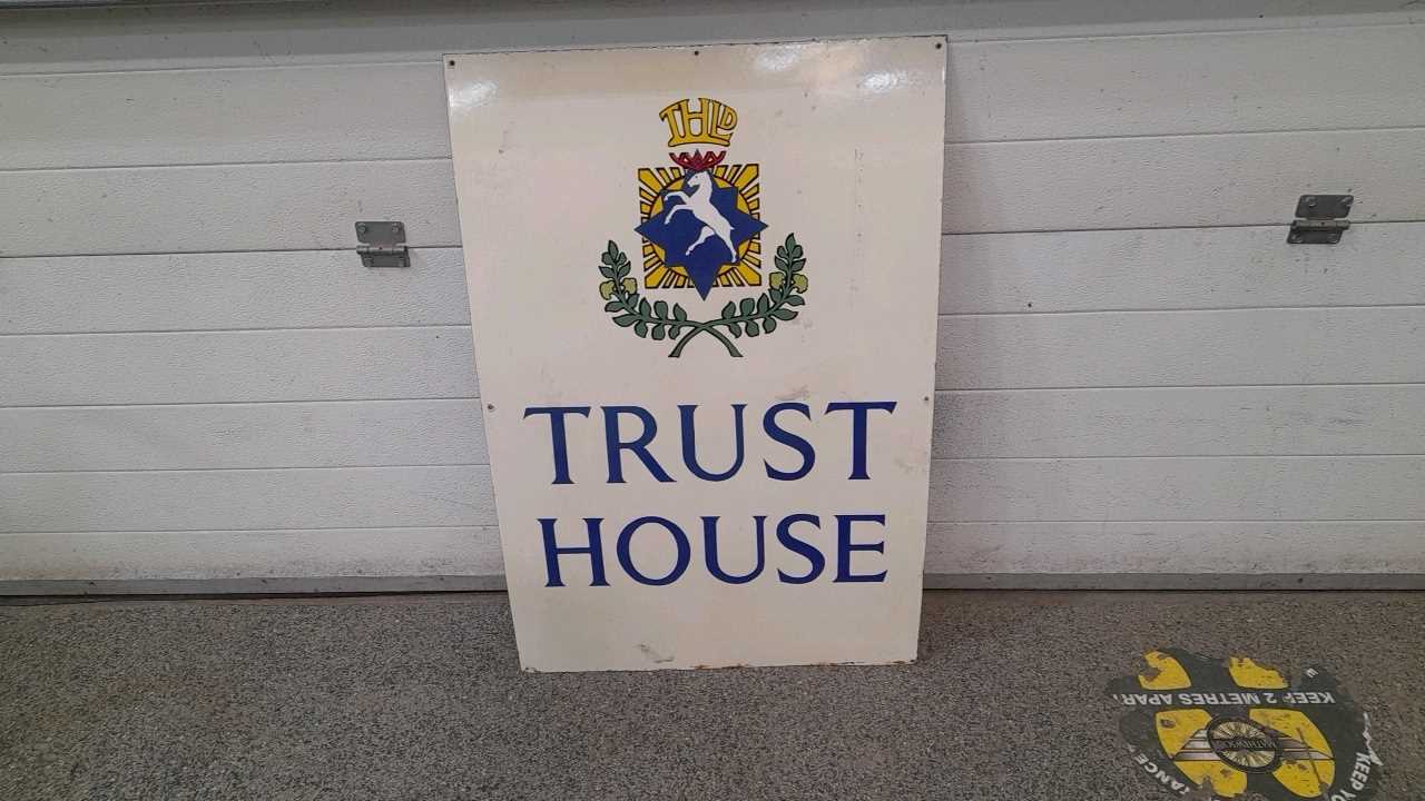 Lot 164 - TRUST HOUSE ENAMEL SIGN 36" X 24"