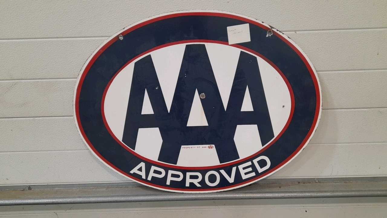 Lot 275 - AAA APROVED DOUBLE SIDED ENAMEL SIGN 30" X
