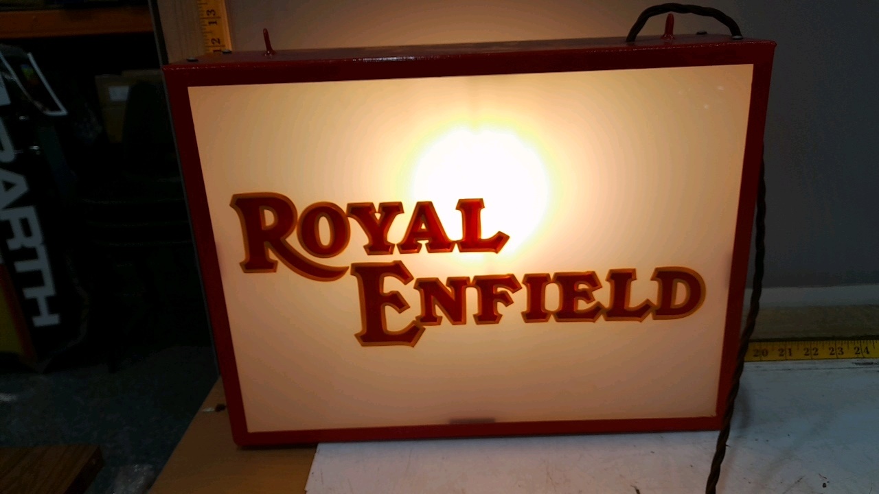 Lot 224 - ROYAL ENFIELD LIGHT UP SIGN 17"X13"