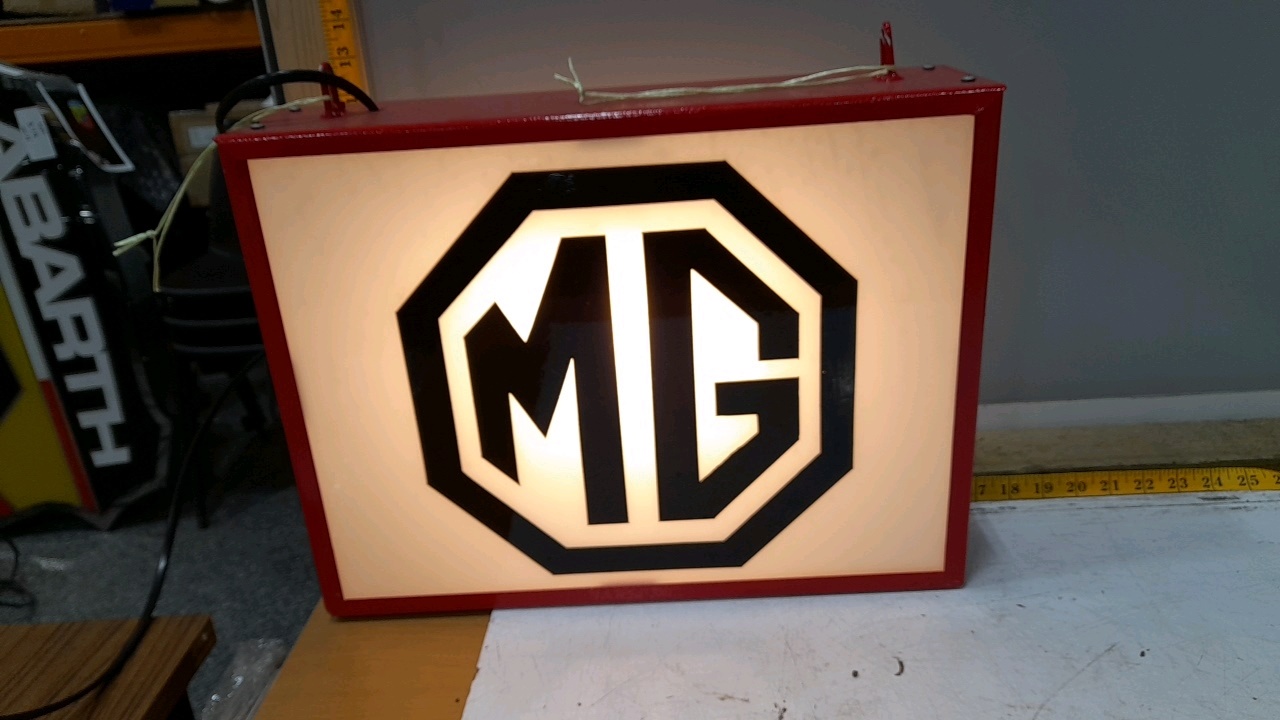 Lot 496 - MG LIGHT UP SIGN 17"X13"