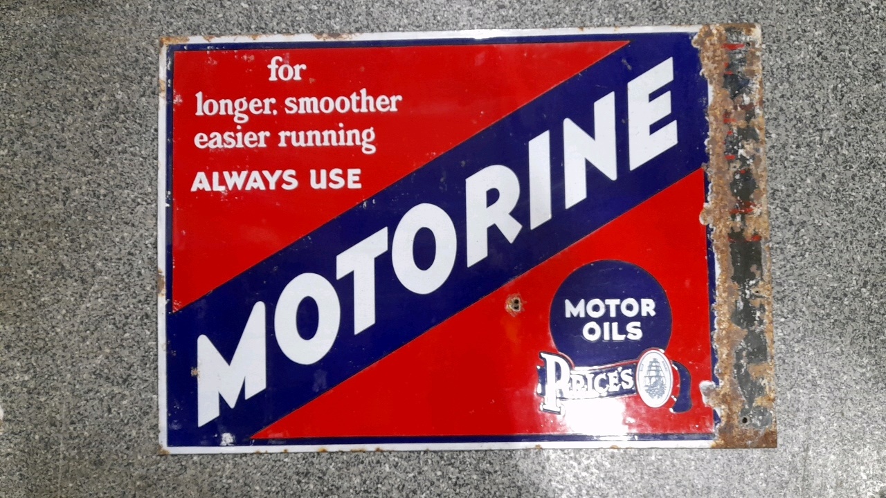 Lot 556 - MOTORINE MOTOR OIL ENAMEL SIGN DOUBLE SIDED