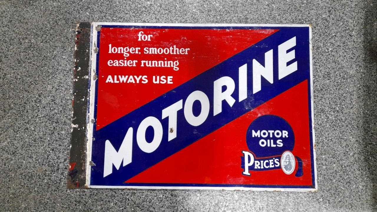Lot 556 - MOTORINE MOTOR OIL ENAMEL SIGN DOUBLE SIDED
