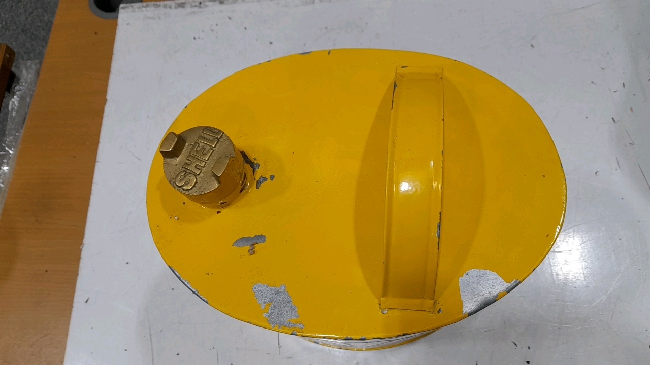 Lot 592 - OVAL YELLOW SHELL PETROL CAN