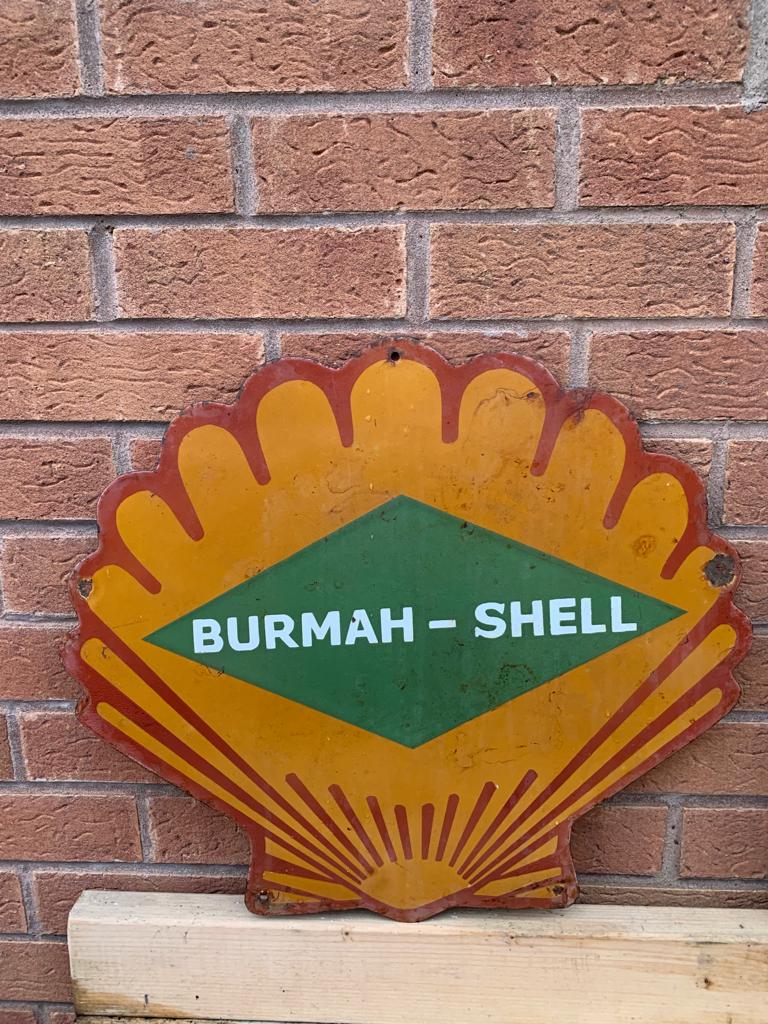 Lot 65 - BURMAH-SHELL ENAMEL SIGN 18" X 20"