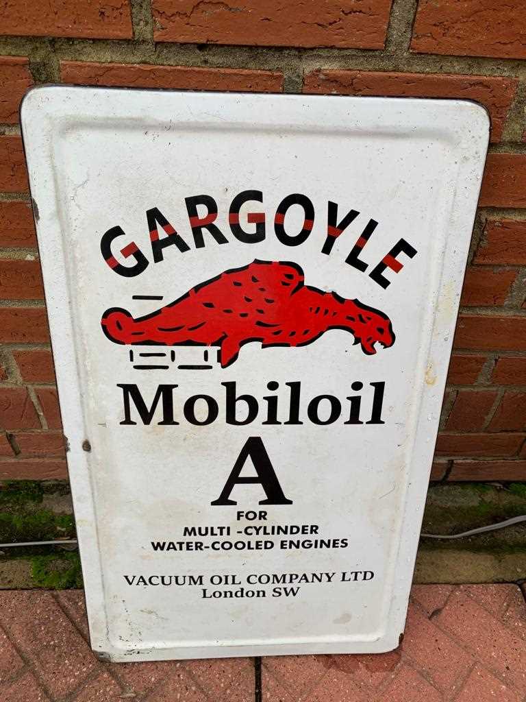 Lot 335 - GARGOYLE MOBILOIL A ENAMEL SIGN 30" X 18"