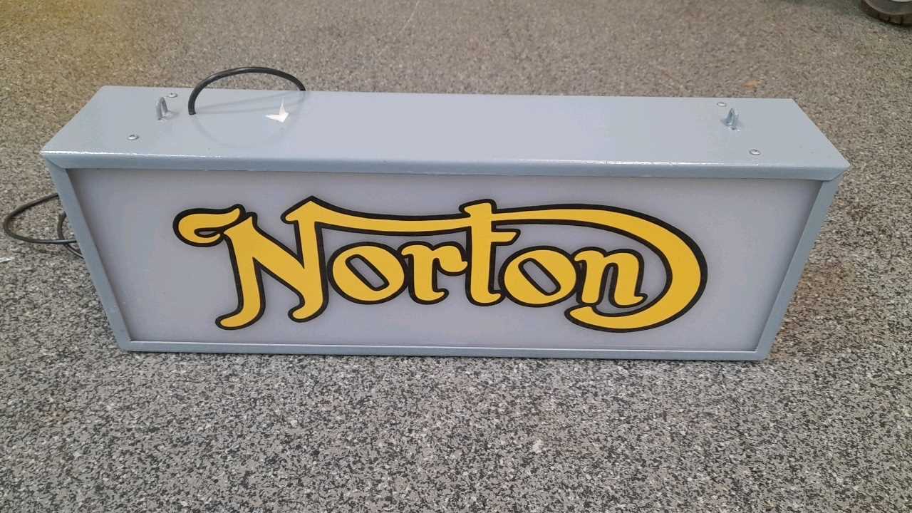 Lot 572 - NORTON DOUBLE SIDED LIGHT-UP SIGN 25" X 9"
