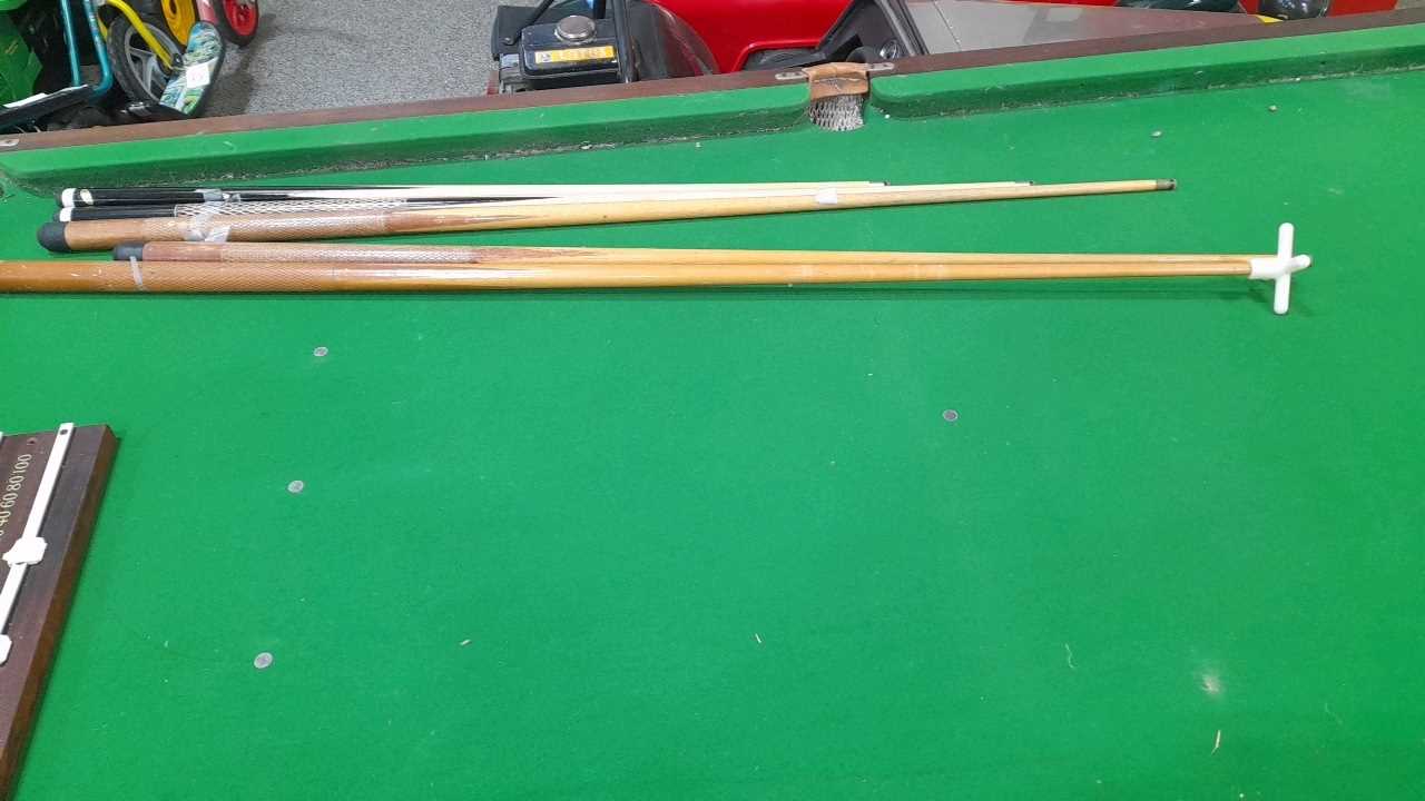 Lot 110 - WOODEN 7FT X 3FT SLATE BED SNOOKER TABLE