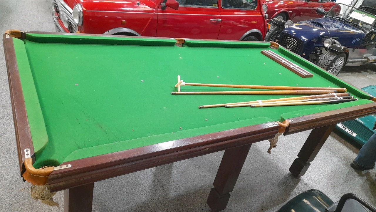 Lot 110 - WOODEN 7FT X 3FT SLATE BED SNOOKER TABLE