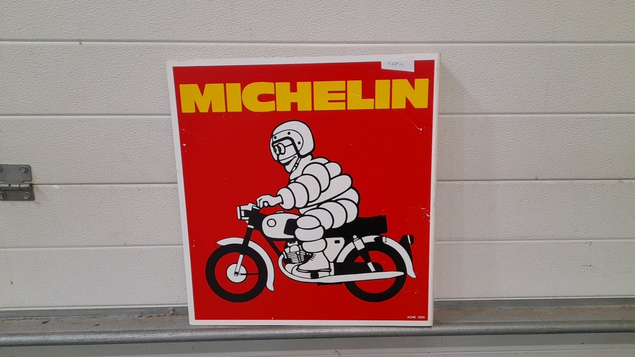 Lot 471 - RED MICHELIN M/CYCLE DOUBLE-SIDED HANGING