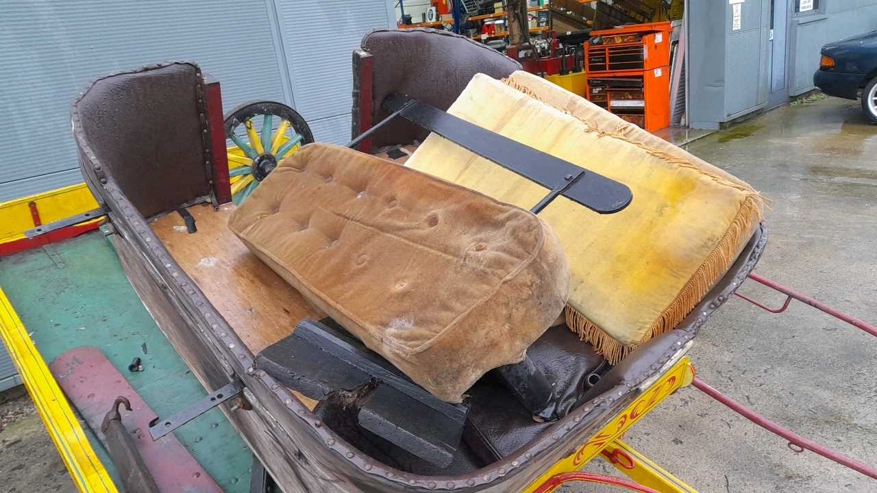 Lot 191 - TUB & WHEELS, HORSE DRAWN FLAT CART (YELLOW),