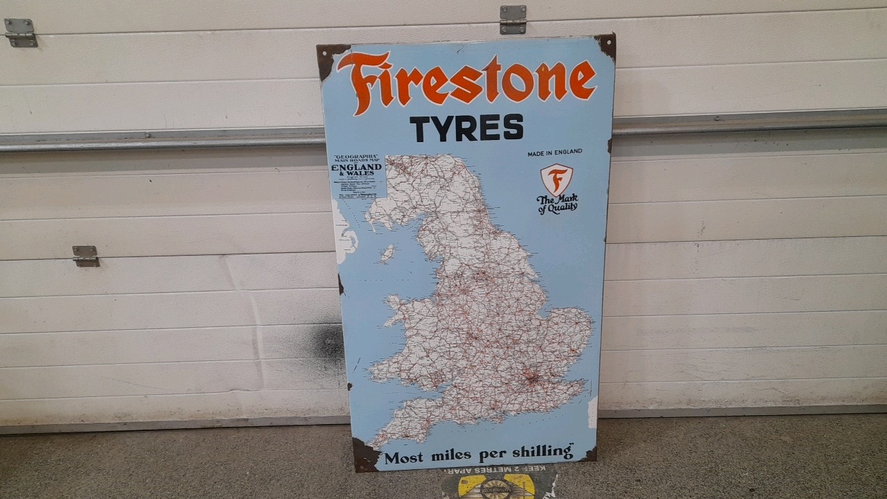 Lot 37 - FIRESTONE TYRES MAIN ROADS MAP OF ENGLAND