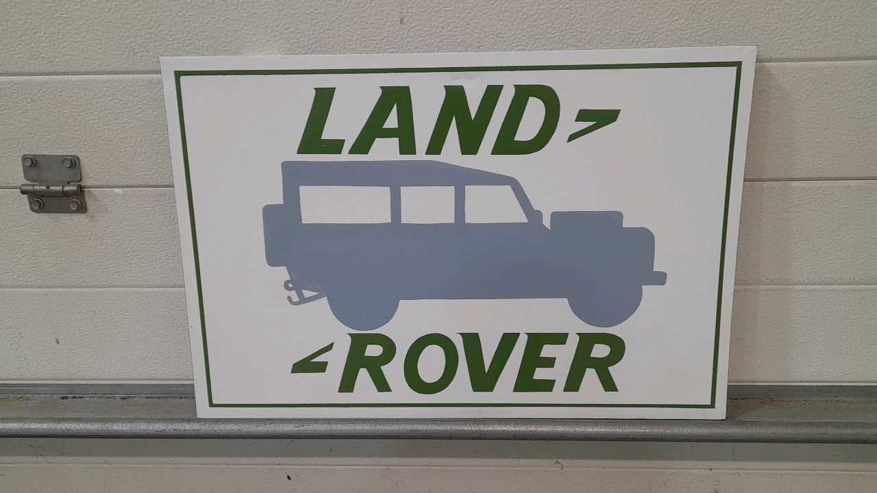Lot 147 - HAND PAINTED LAND ROVER SIGN ON CANVAS 24" X