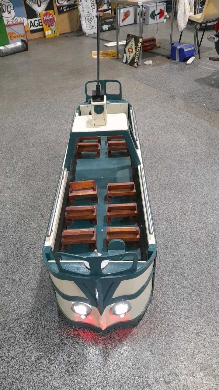 Lot 121 - WOODEN HAND BUILT MODEL TRAM ,WITH WORKING