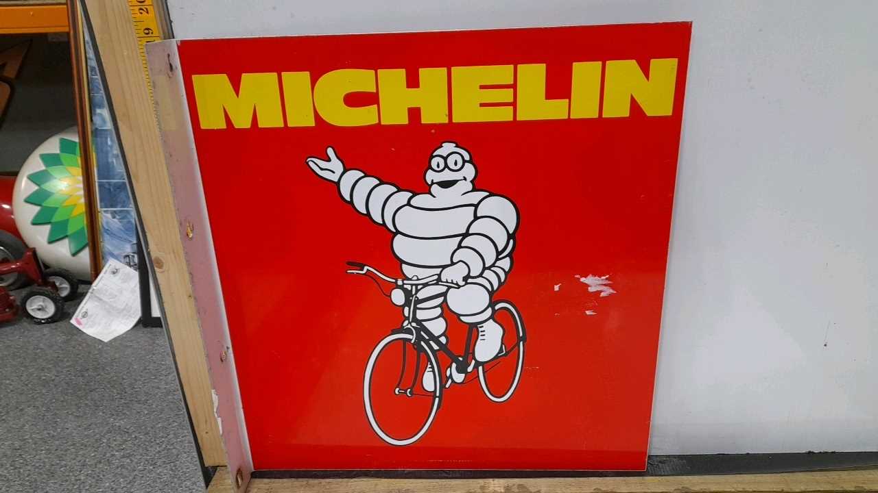Lot 560 - MICHELIN WALL MOUNTED DOUBLE SIDED METAL