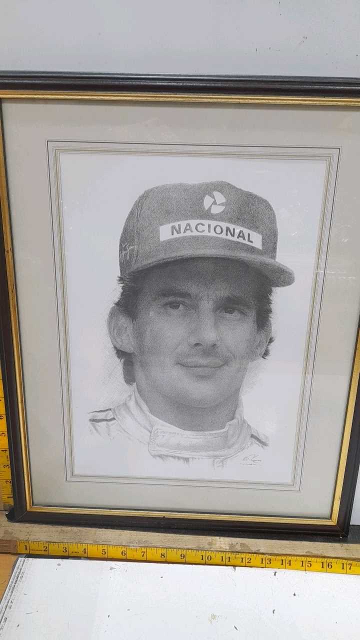Lot 409 - AYRTON SENNA FRAMED DRAWING