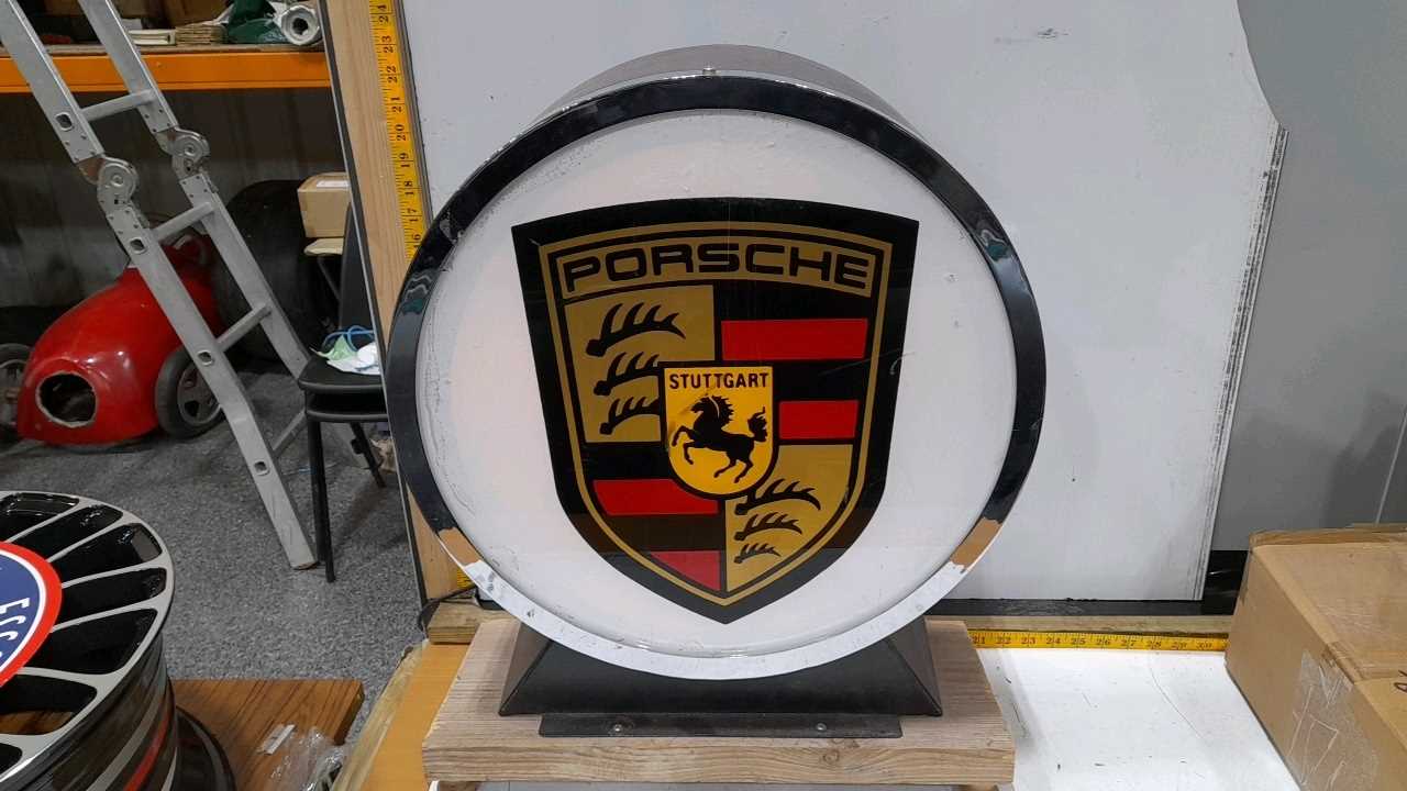 Lot 238 - PORSCHE LIGHT UP SINGLE SIDED SIGN 23" X 19"