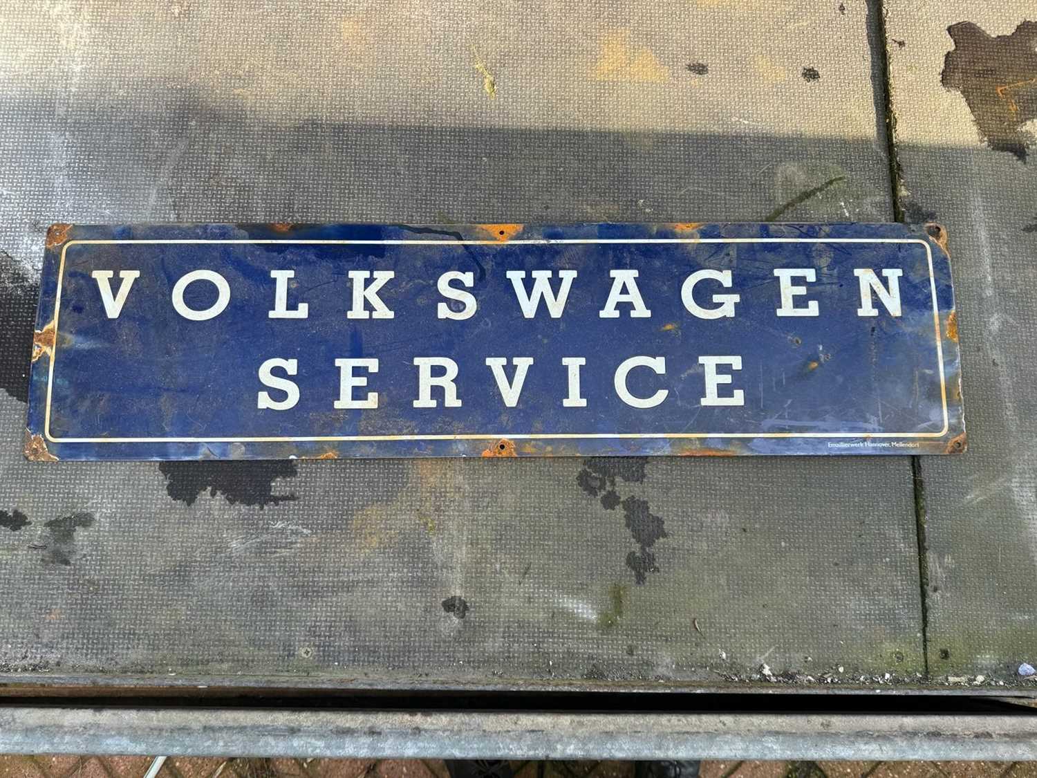 Lot 26 - VOLKSWAGEN SERVICE ENAMEL SIGN 36" X 9.5"