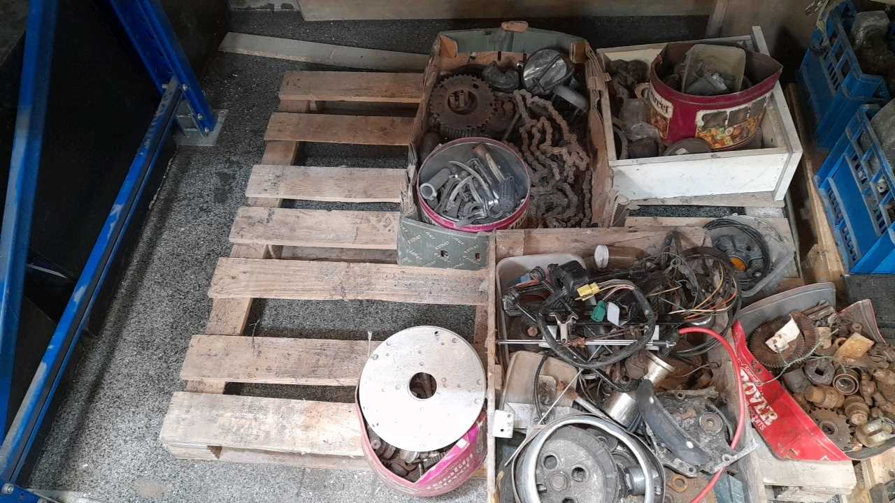 Lot 107 - PALLET OF ASSORTED MOTOR CYCLE SPARE PARTS