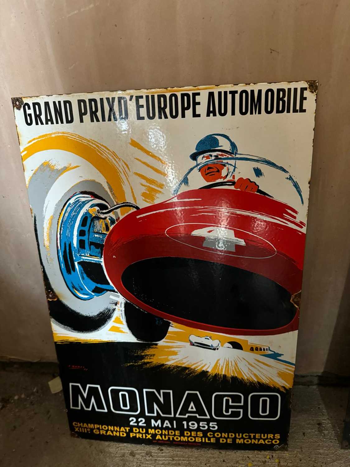 Lot 225 - MONACO 1955 ENAMEL SIGN 24" X 16"