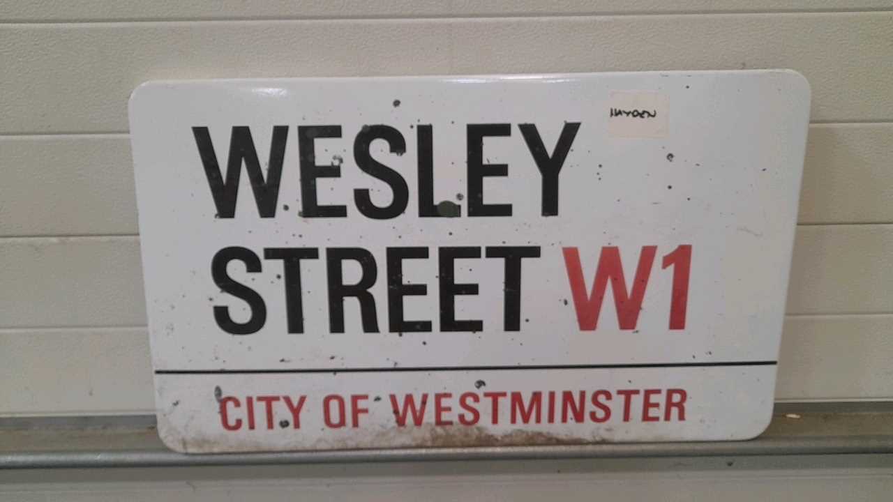 Lot 226 - WESLEY STREET W1 STREET SIGN 29" X 18"