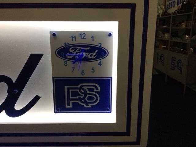 Lot 155 - LARGE ILLUMINATED FORD RS SIGN WITH CLOCK