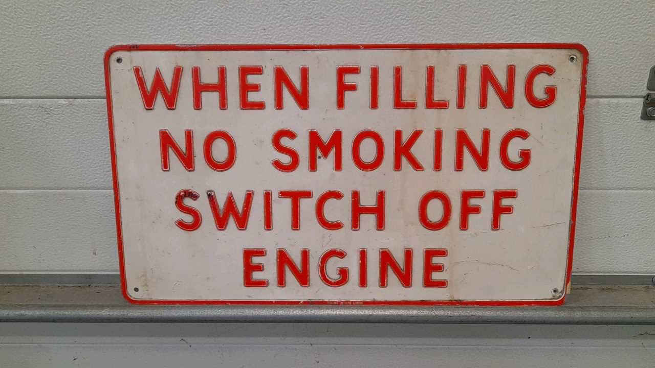 Lot 267 - NO SMOKING SWITCH OFF ENGINE SIGN 23" X 13"