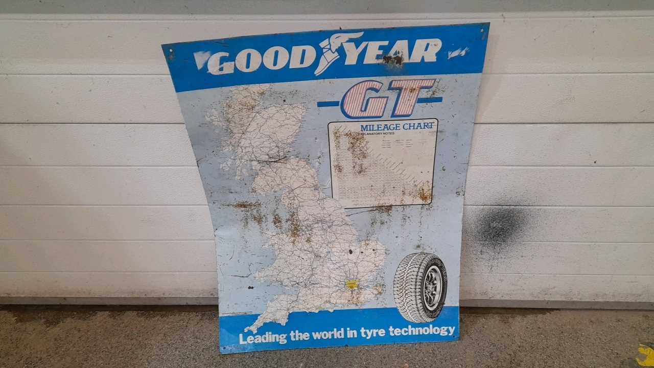 Lot 282 - TIN GOODYEAR MILEAGE CHART OF ENGLAND