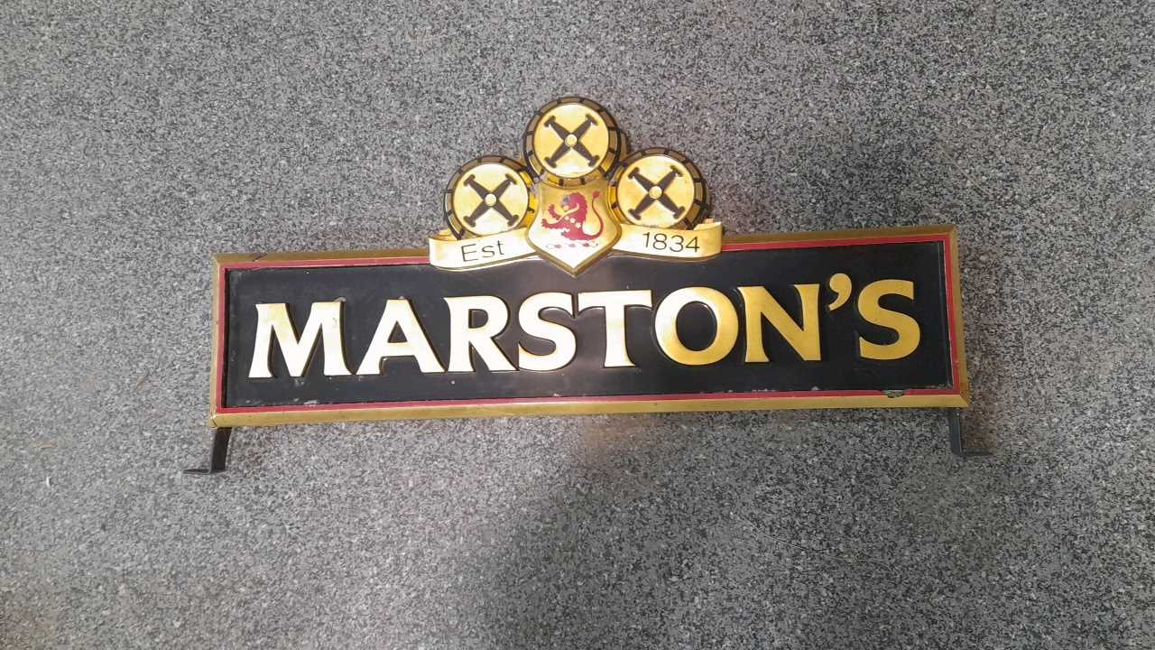 Lot 115 - MARSTONS , DOUBLE SIDED , PLASTIC SIGN 31"