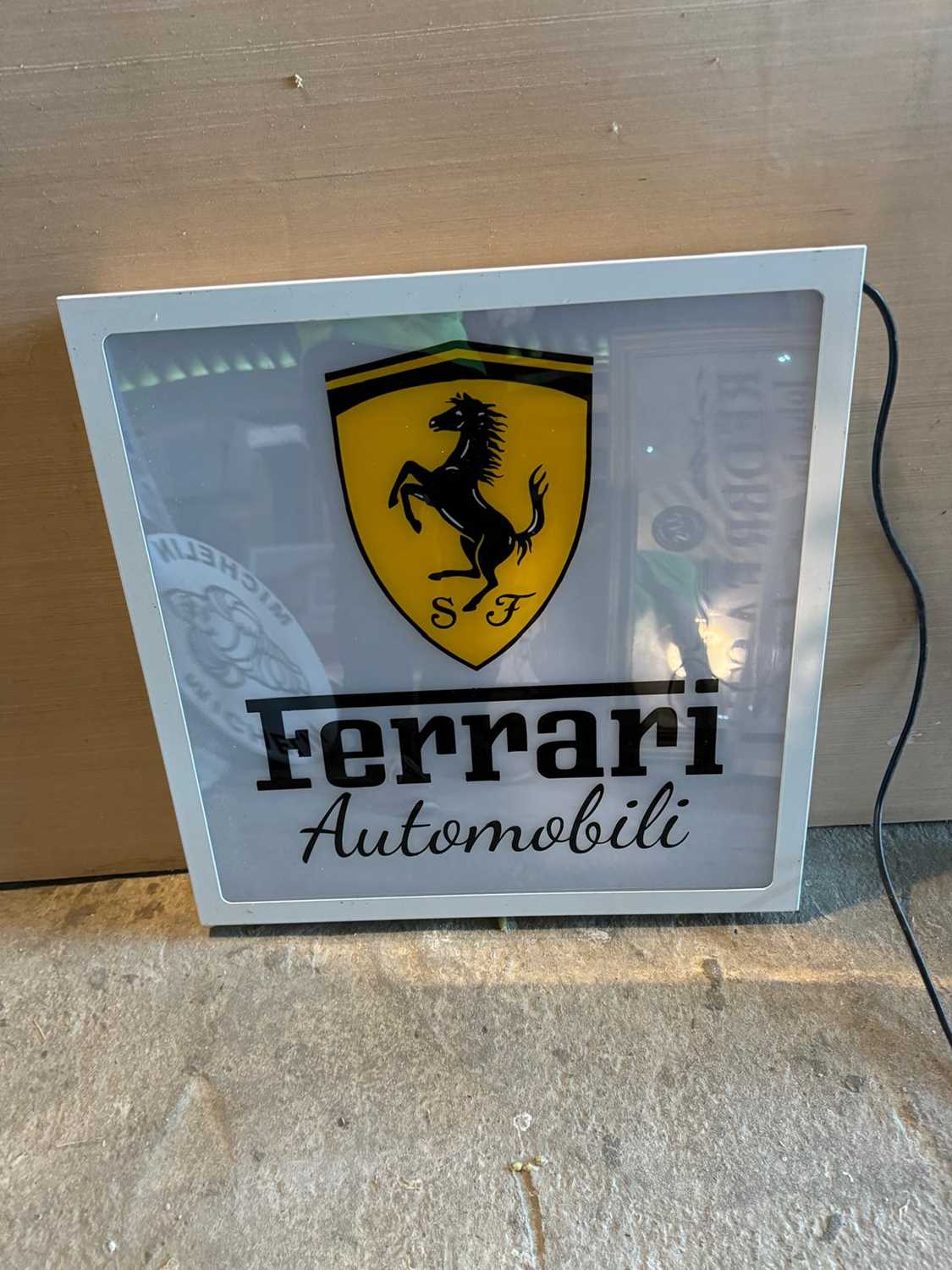 Lot 795 - FERRARI LIGHT UP SIGN 24" X 24"