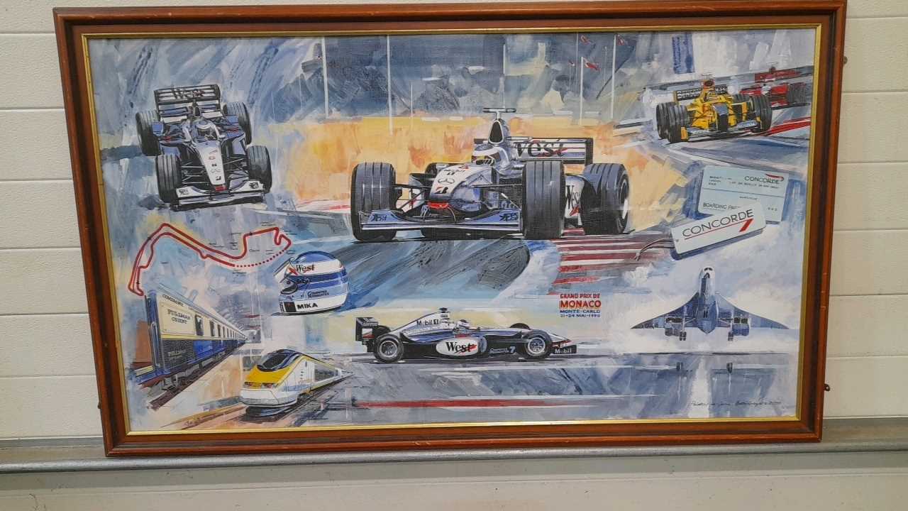 Lot 524 - FRAMED WATER COLOUR ON BOARD 51" x 30"