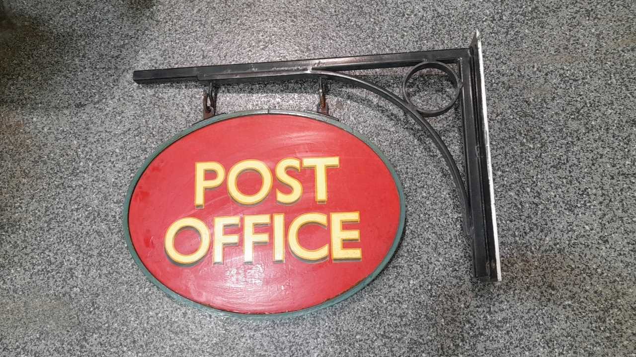 Lot 568 - DOUBLE SIDED, WALL MOUNTED POST OFFICE SIGN