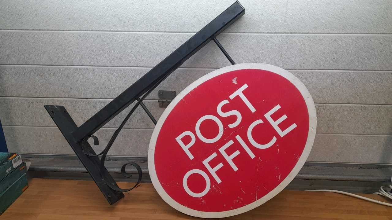 Lot 769 - POST OFFICE, DOUBLE SIDED WALL MOUNTED SIGN
