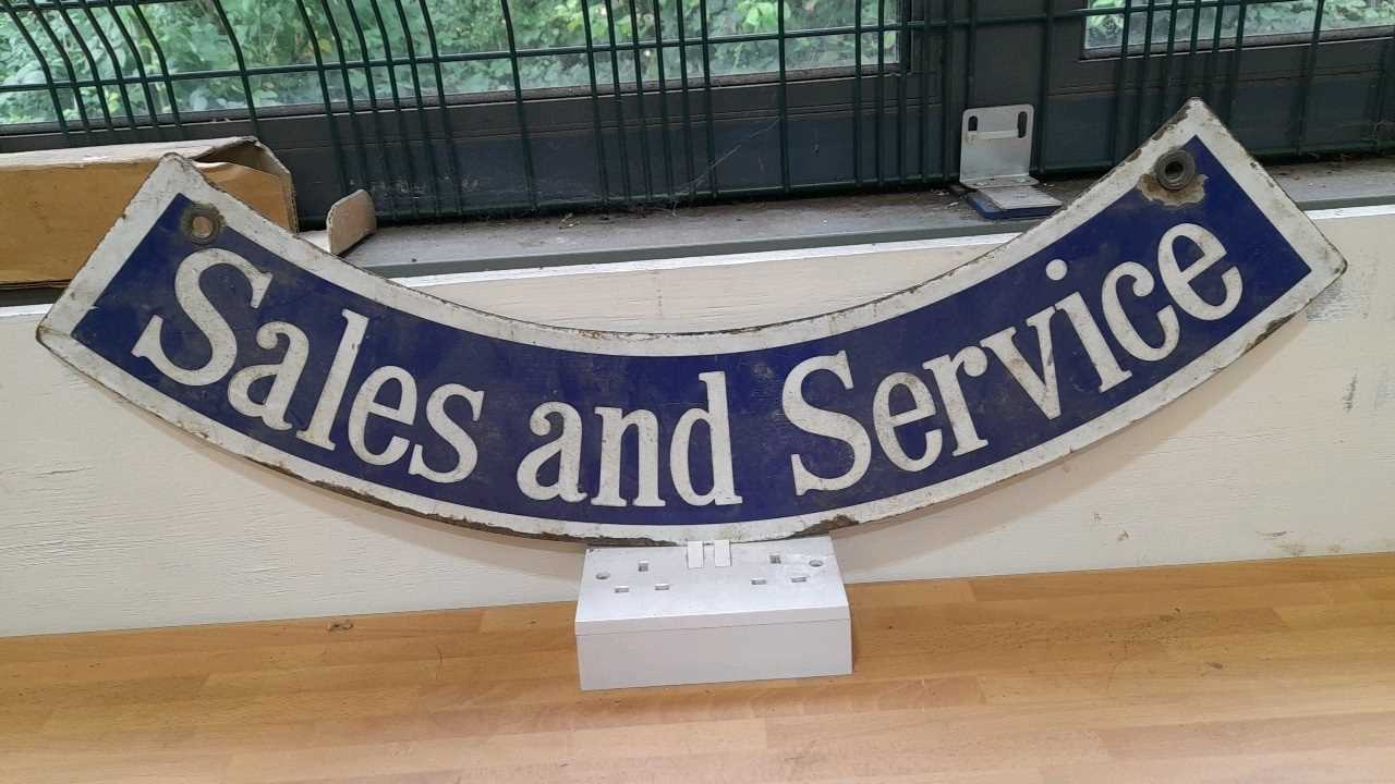 Lot 263 - SALES AND SERVICE , DOUBLE SIDED ENAMEL SIGN