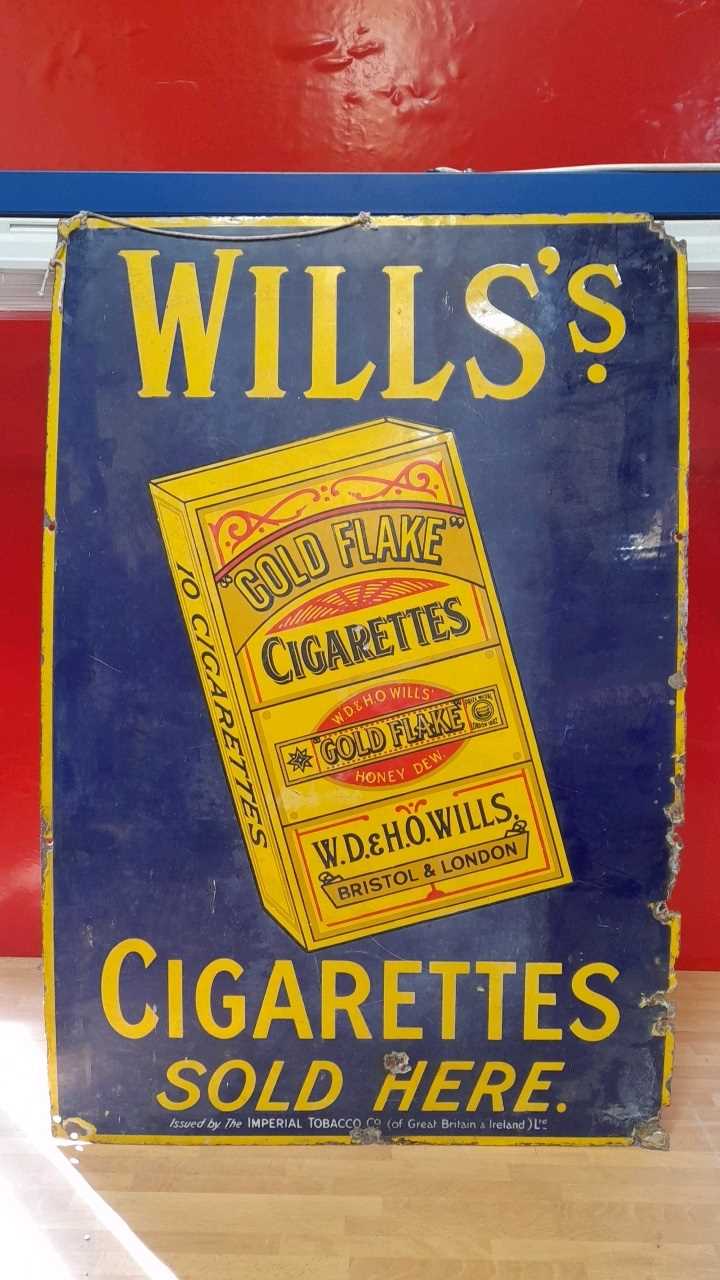 Lot 357 - WILLS'S CIGARETTES SOLD HERE ENAMEL SIGN 36"
