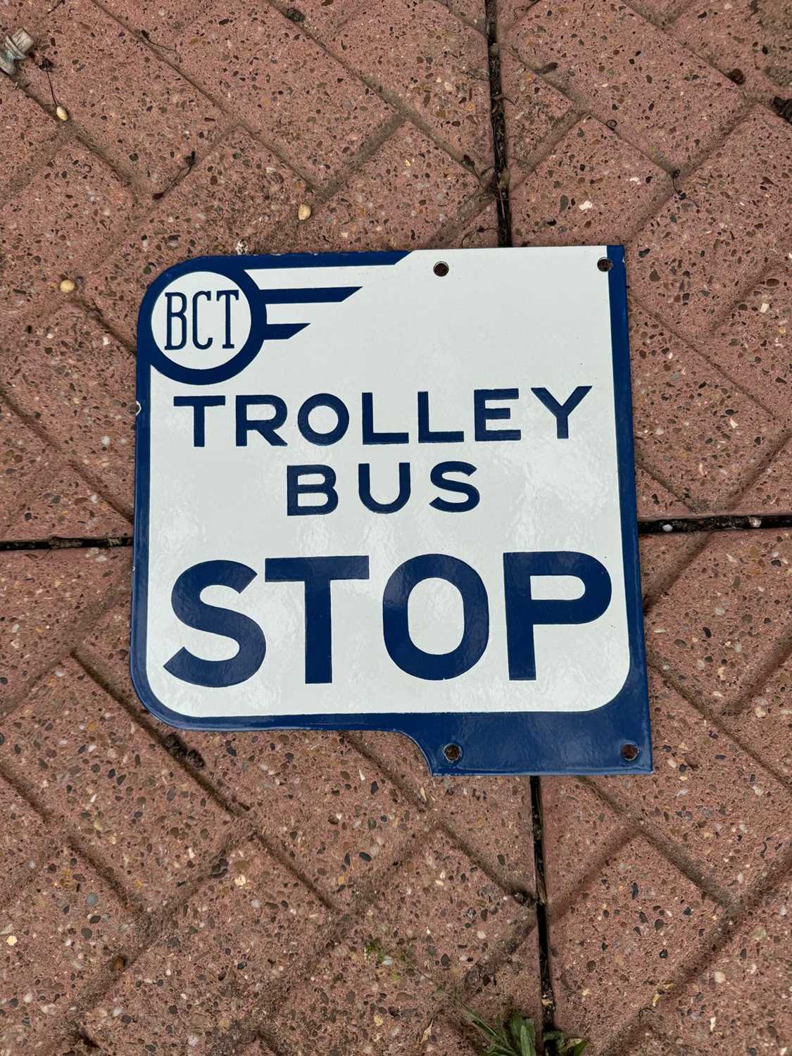 Lot 459 - TROLLEY BUS STOP DOUBLE SIDED SIGN 12" X