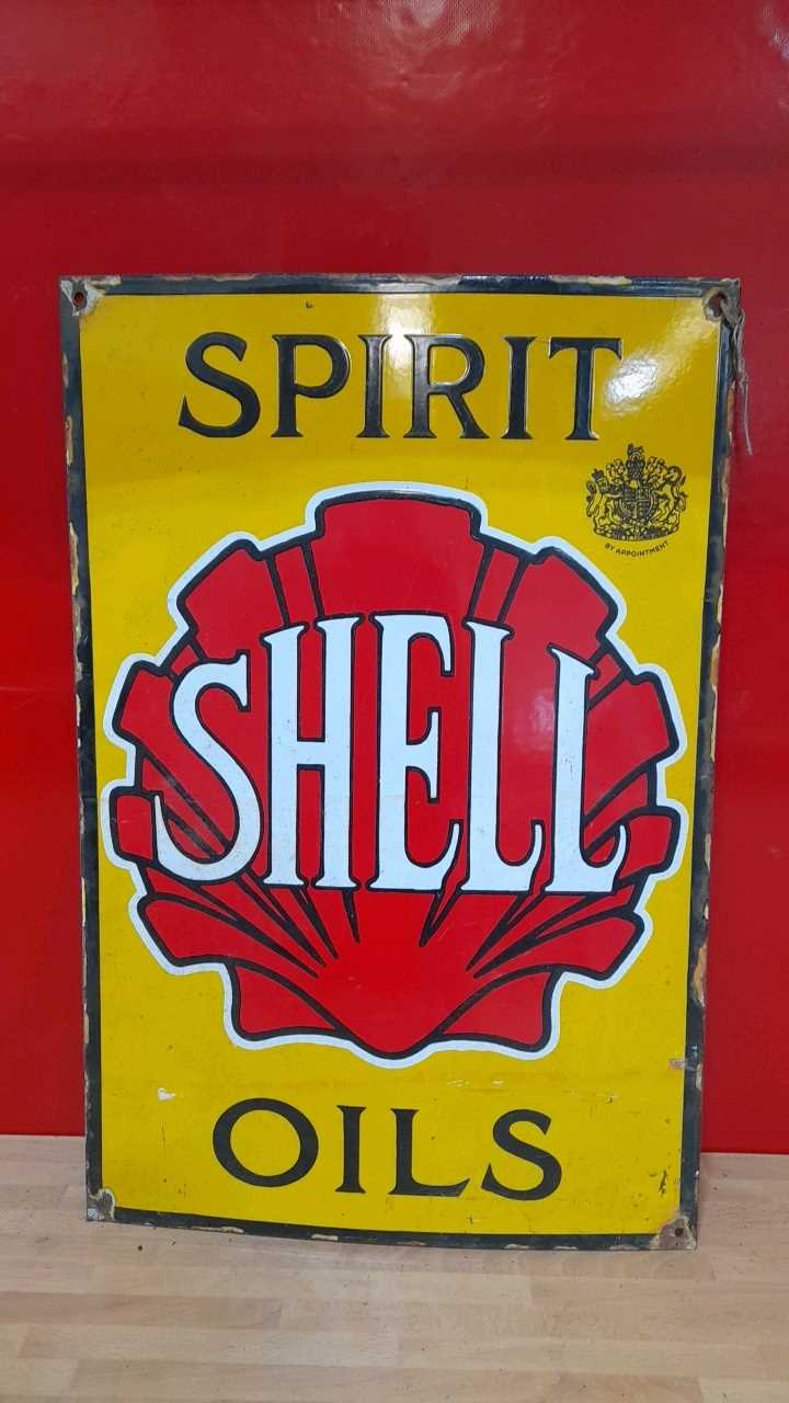 Lot 59 - SHELL SPIRIT OILS REPRODUCTION ENAMEL SIGN 24"