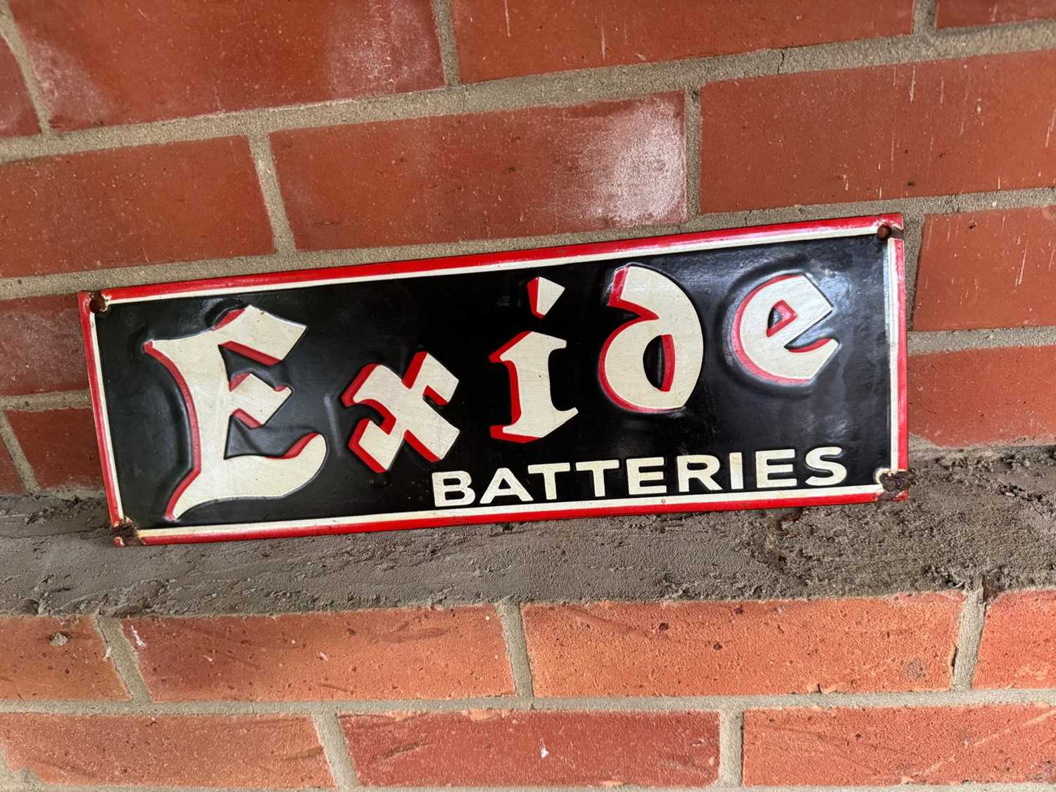 Lot 405 - EXIDE BATTERIES ENAMEL SIGN 18" X 6"
