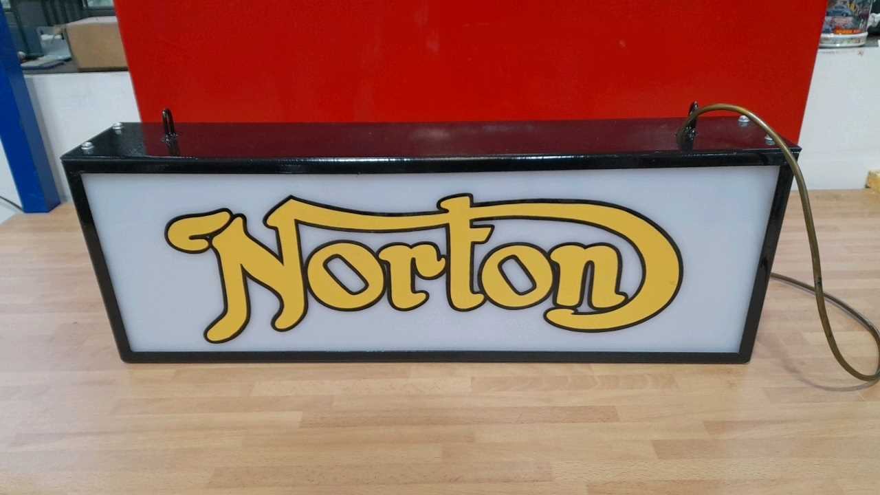 Lot 15 - NORTON DOUBLE SIDED CREAM LIGHT UP SIGN 25" X