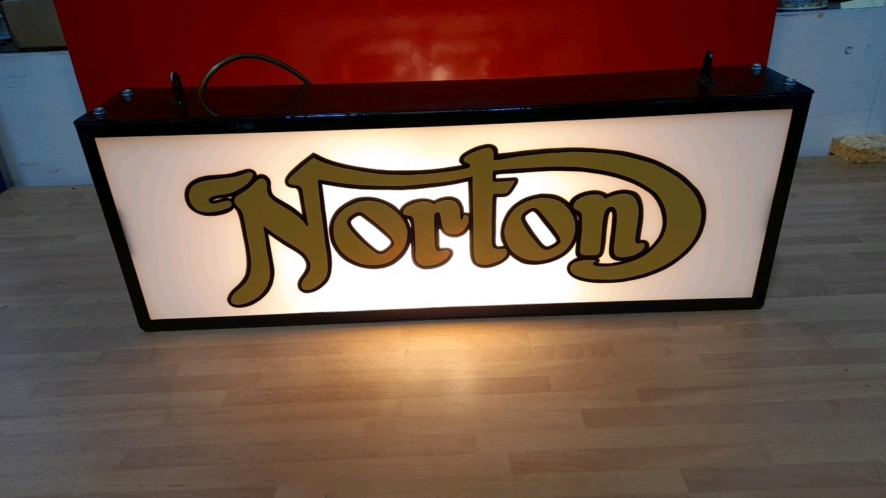Lot 15 - NORTON DOUBLE SIDED CREAM LIGHT UP SIGN 25" X