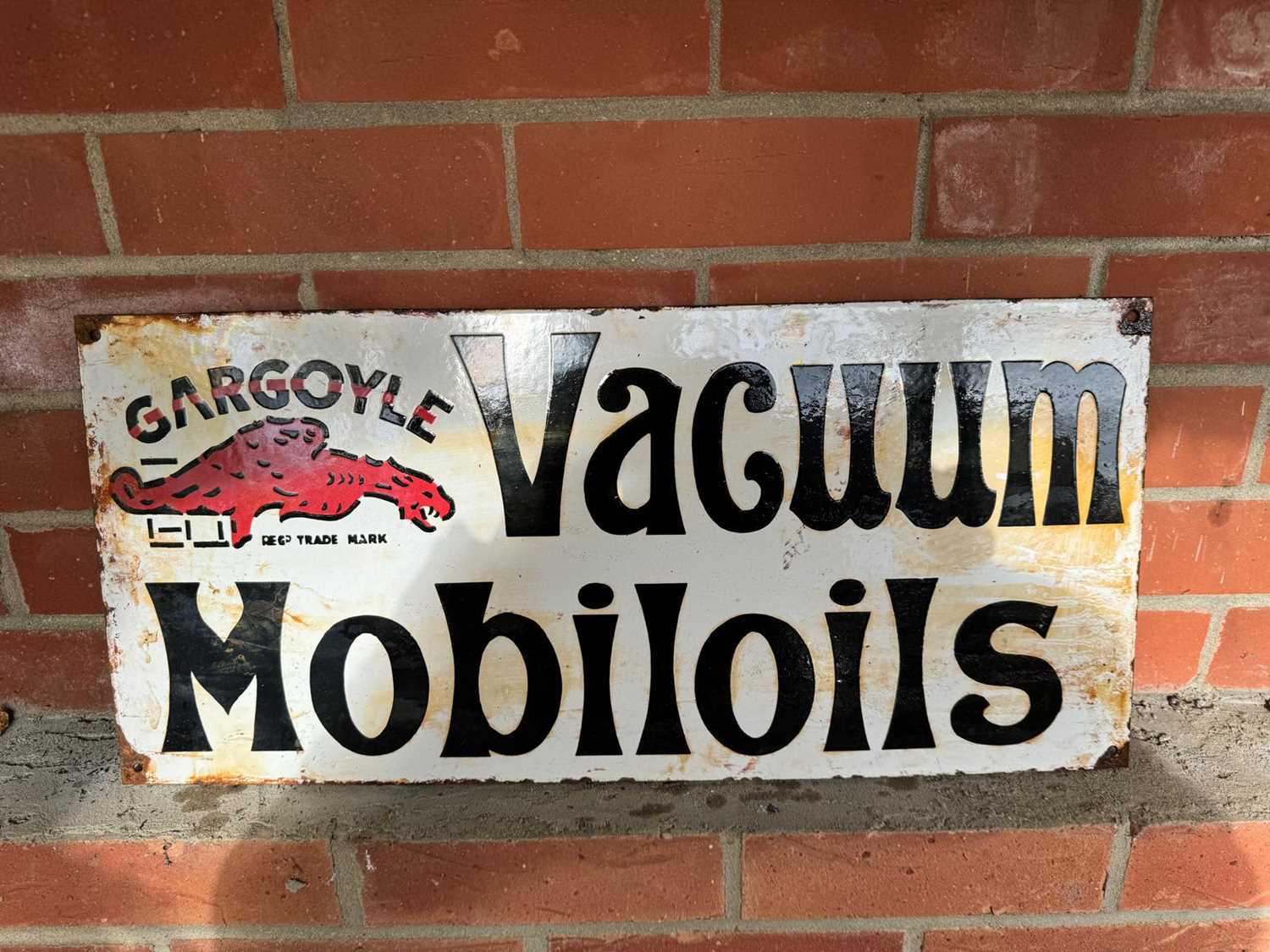 Lot 113 - GARGOYLE ENAMEL SIGN 24" X 11"