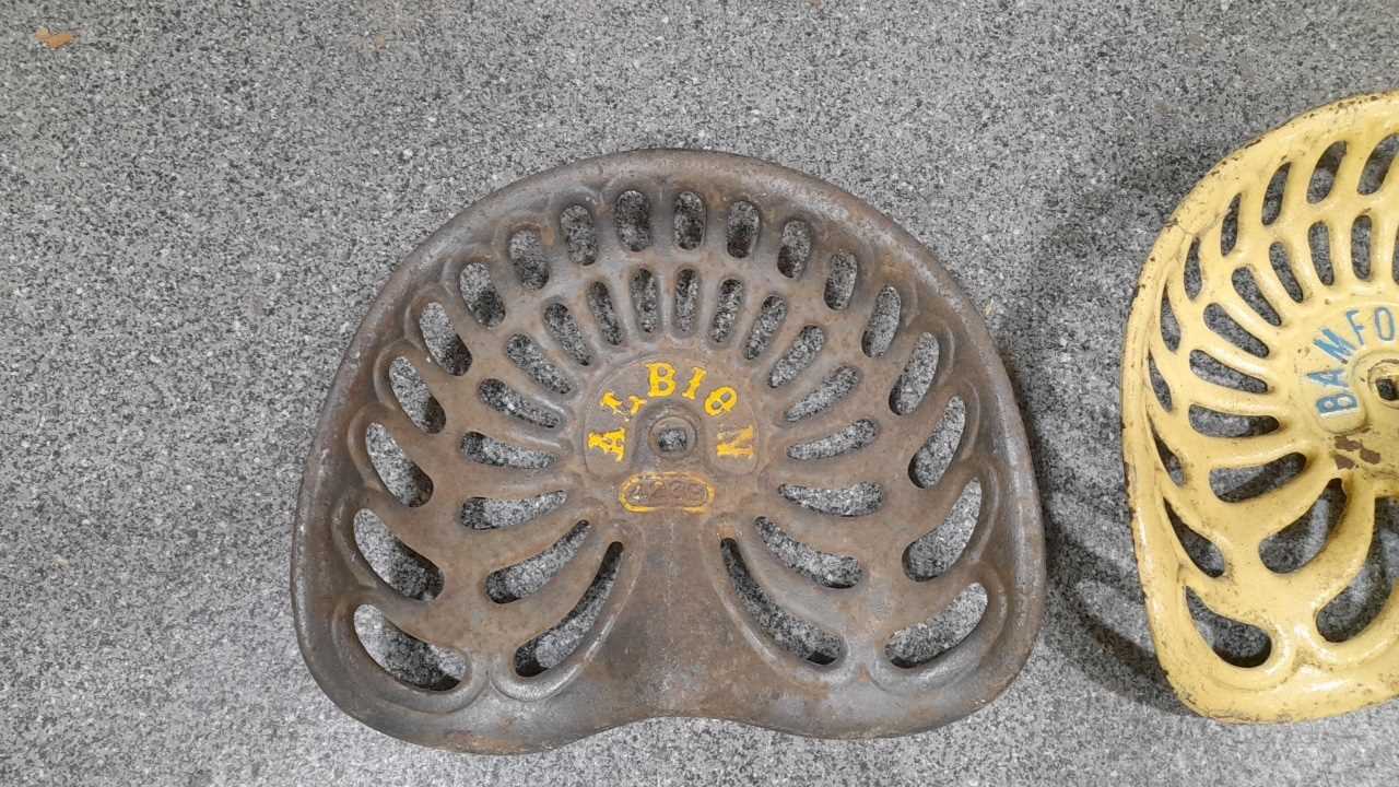 Lot 375 - 3 X CAST IRON TRACTOR SEATS